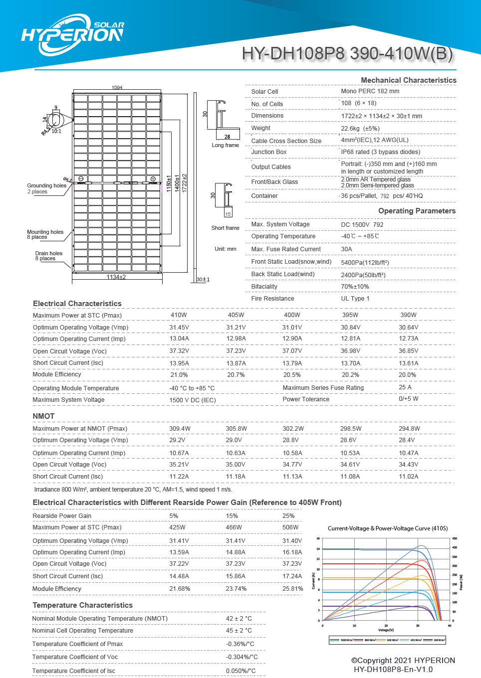 36 modules Hyperion 405W Mono PERC BLACK Bifacial Solar Panel 14,580W ...