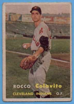 1957 Topps #212 Rocky Colavito GOOD CREASE ROOKIE RC Cleveland Indians ...