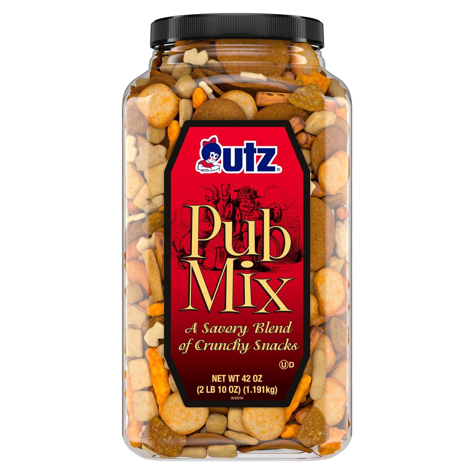 Utz Pub Mix, 42 Oz. Barrel, Savory Snack Mix with a 42 Ounce (Pack of 1 ...