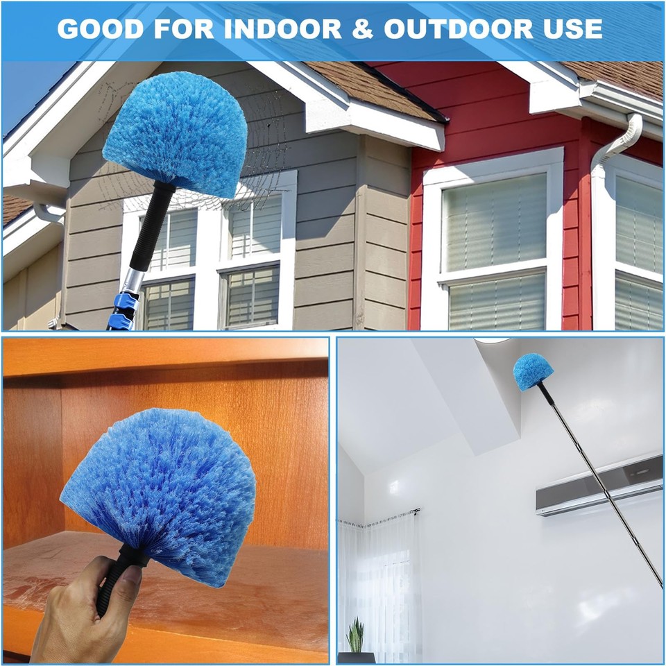 Twist-On Cobweb Duster Head Brush Indoor Outdoor Spider Web Remover ...