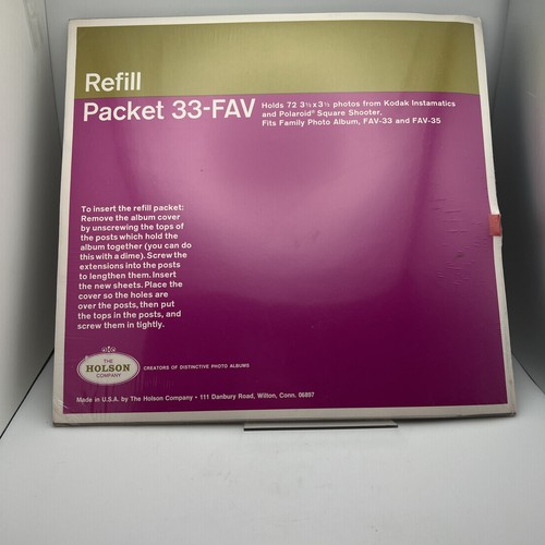 Vintage New Holson Photo Album Refill Pages 33-FAV Holds 72 Up To 3.5x5 ...