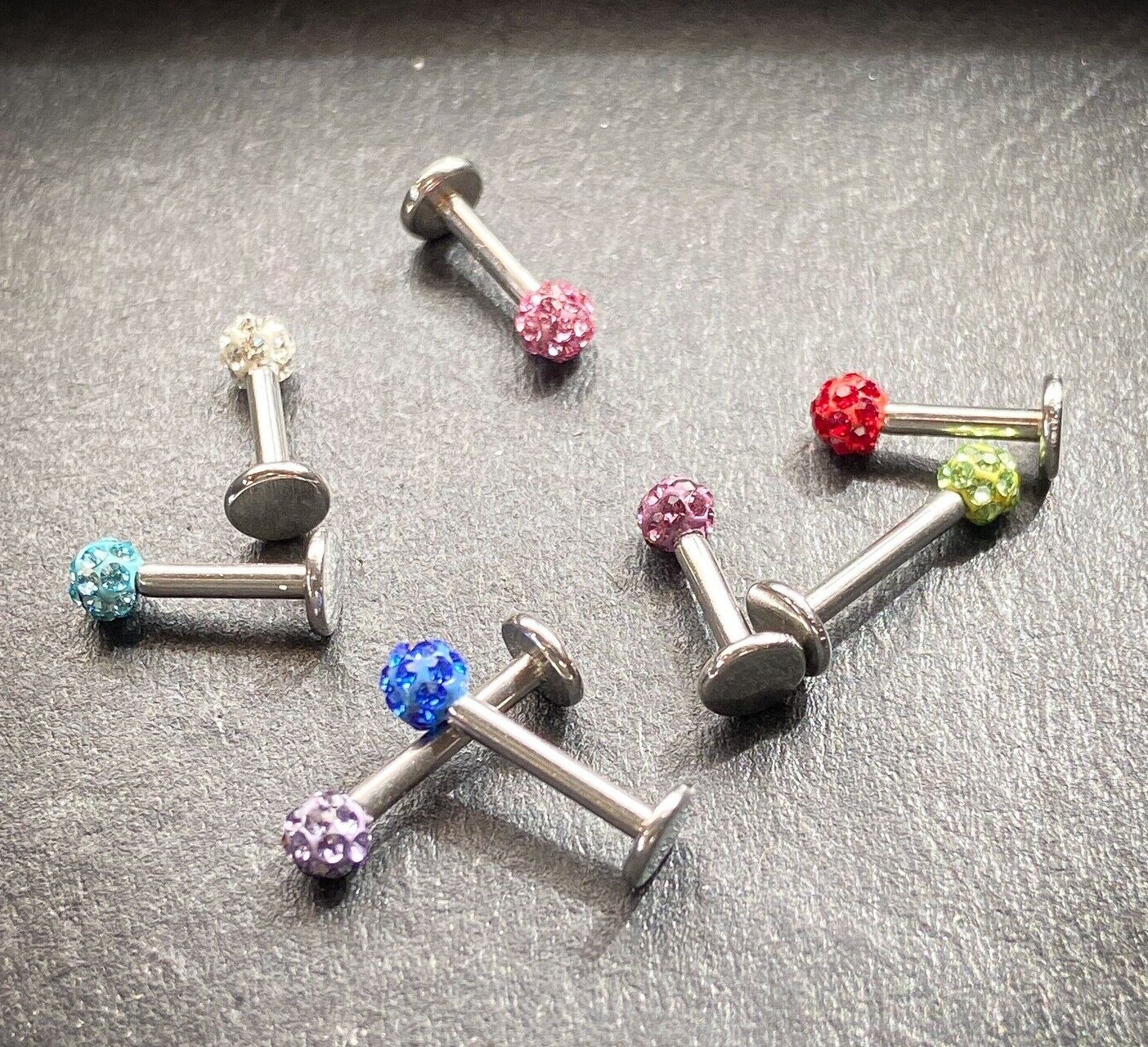 Internally Threaded Labret w/Ferido Crystal 3mm Gem Ball - CHOOSE YOUR ...