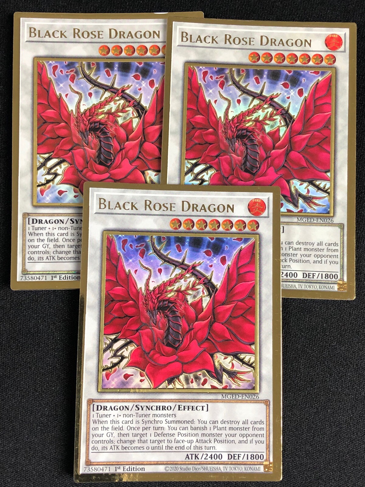YUGIOH BLACK ROSE DRAGON MGED-EN026 1ST GOLD X3 NM | eBay