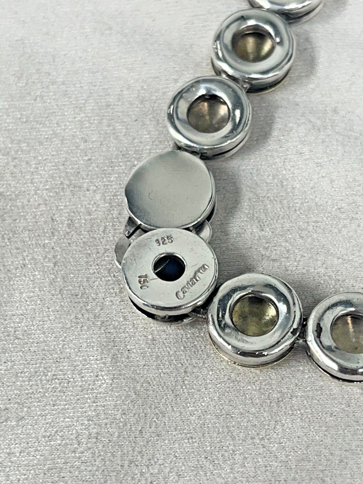 Vintage LAGOS Caviar Sterling Silver 18k Gold Disc Necklace 17" Heavy ...