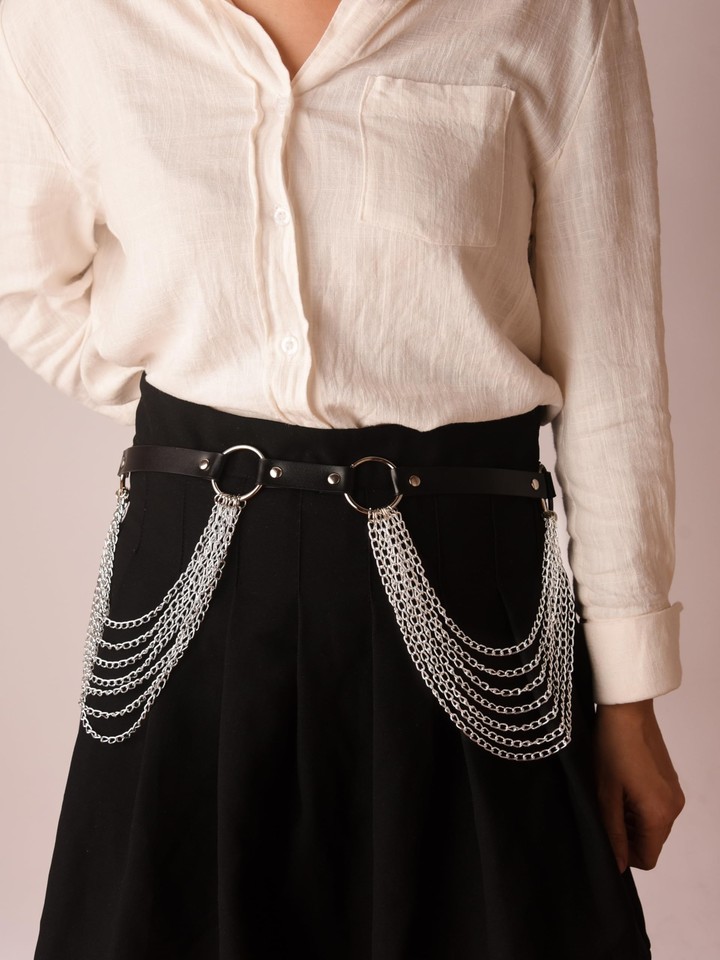 Goth Black Chain Belt Black PU leather Belt Punk Belt Grunge Belt Emo ...