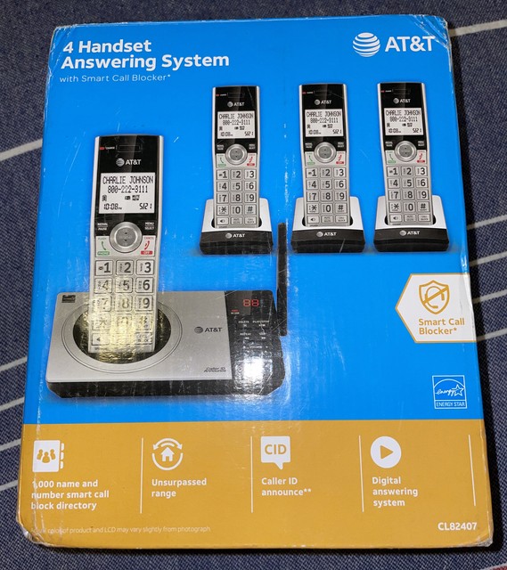 AT&T CL82407 4 Handset Phone System With Smart Call Blocker - Silver ...