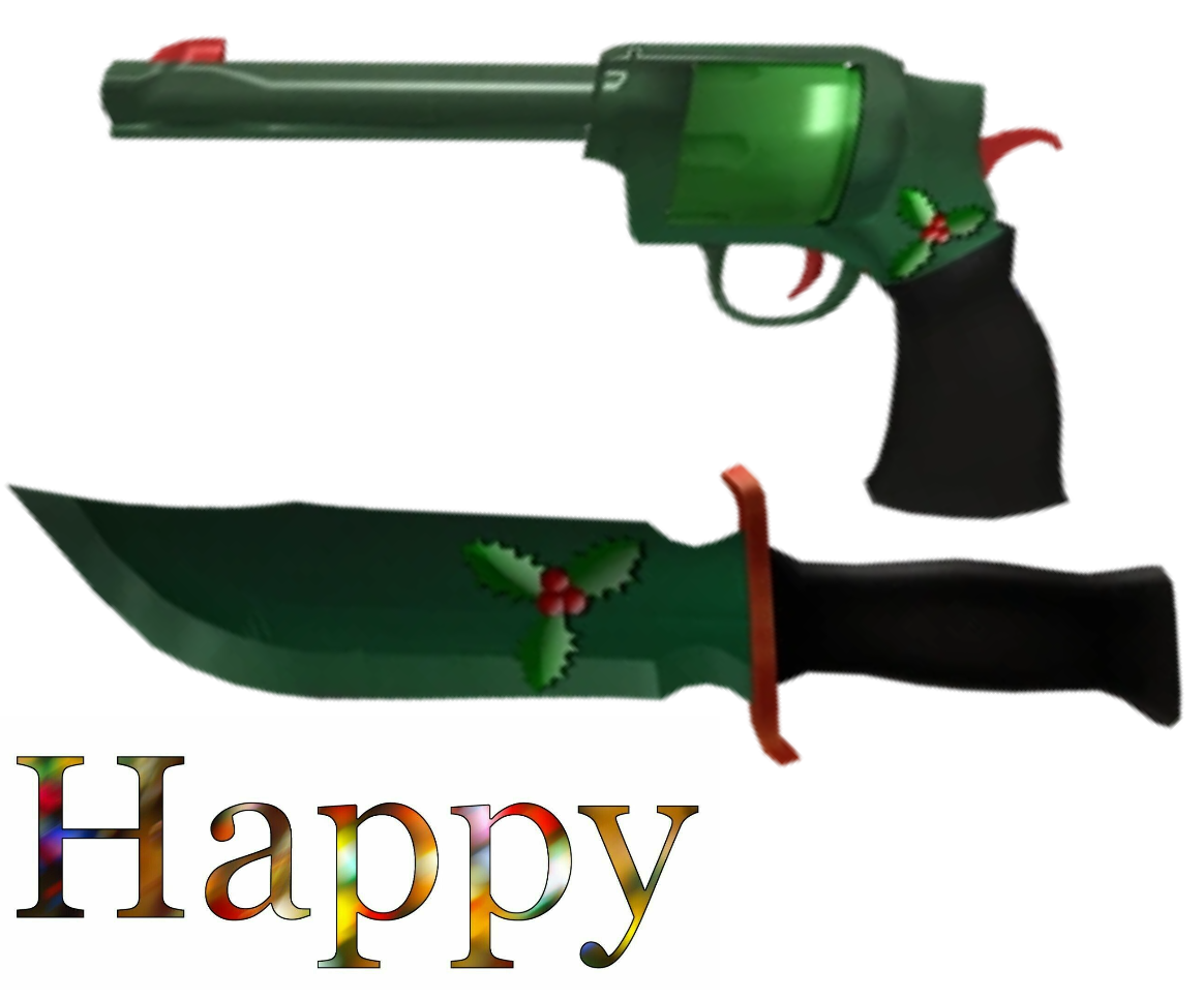 HOLLY KNIFE & GUN SET💚 ️FAST DELIVERY!!!💚 ️MM2 ROBLOX COLLECTIBLE ...