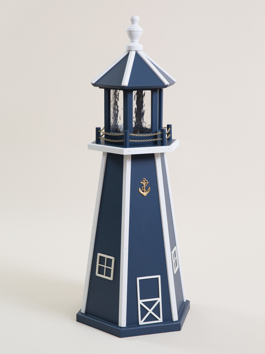 WOOD LIGHTHOUSE- Navy Blue w/ White Trim-w/ Light 3 FT, 4 FT, or 5 FT ...