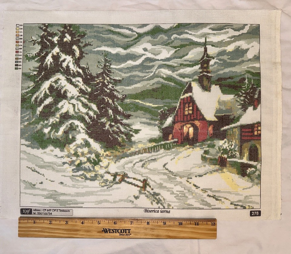 Goblen Krif Needlepoint Canvas THE SARNA CHURCH Biserica iarna #278 | eBay