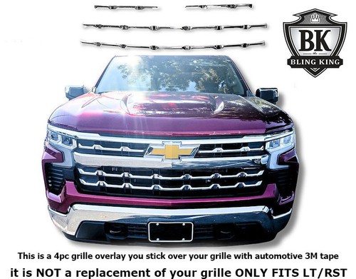 2022-2025 Chevy Silverado 1500 Chrome Grille Overlay 4pc Grill Insert ...