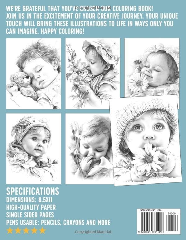 Adorable Baby Coloring Book: Cute Babies Coloring Pages with Endearing ...