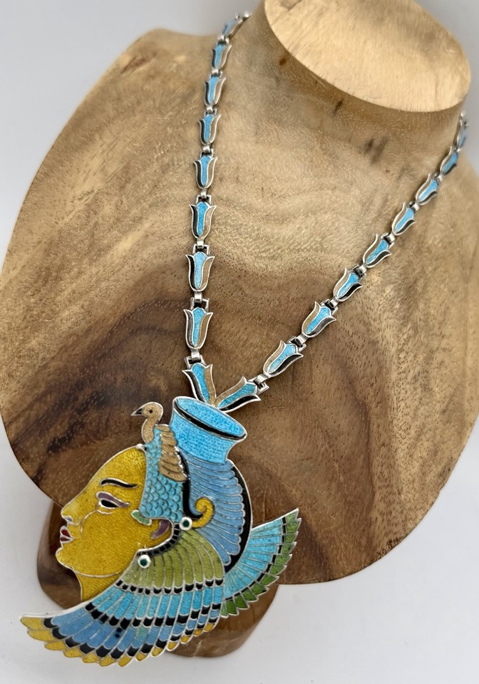 Alba Margot Cleopatra Design Mexico Sterling & Enamel Egyptian Revival ...