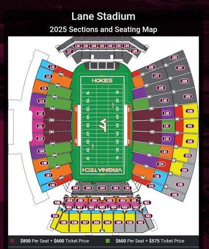 4 Virginia Tech VT Hokies Wofford football tickets sec 107 Aisle Row V ...