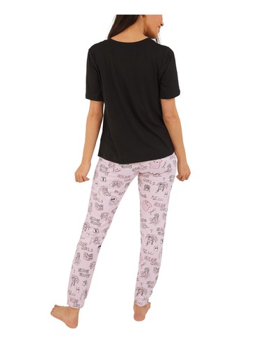 RETROSPECTIVE CO. Womens Pink Elastic Band T-Shirt Top Cuffed Pants ...