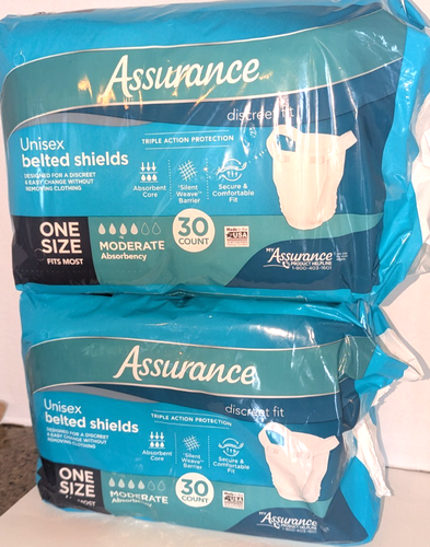 Assurance Incontinence Belted Shields Unisex Moderate Absorbency 2 ...
