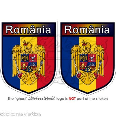 ROMANIA Romanian Shield Roumania, Rumania 75mm(3") Vinyl Bumper Sticker ...