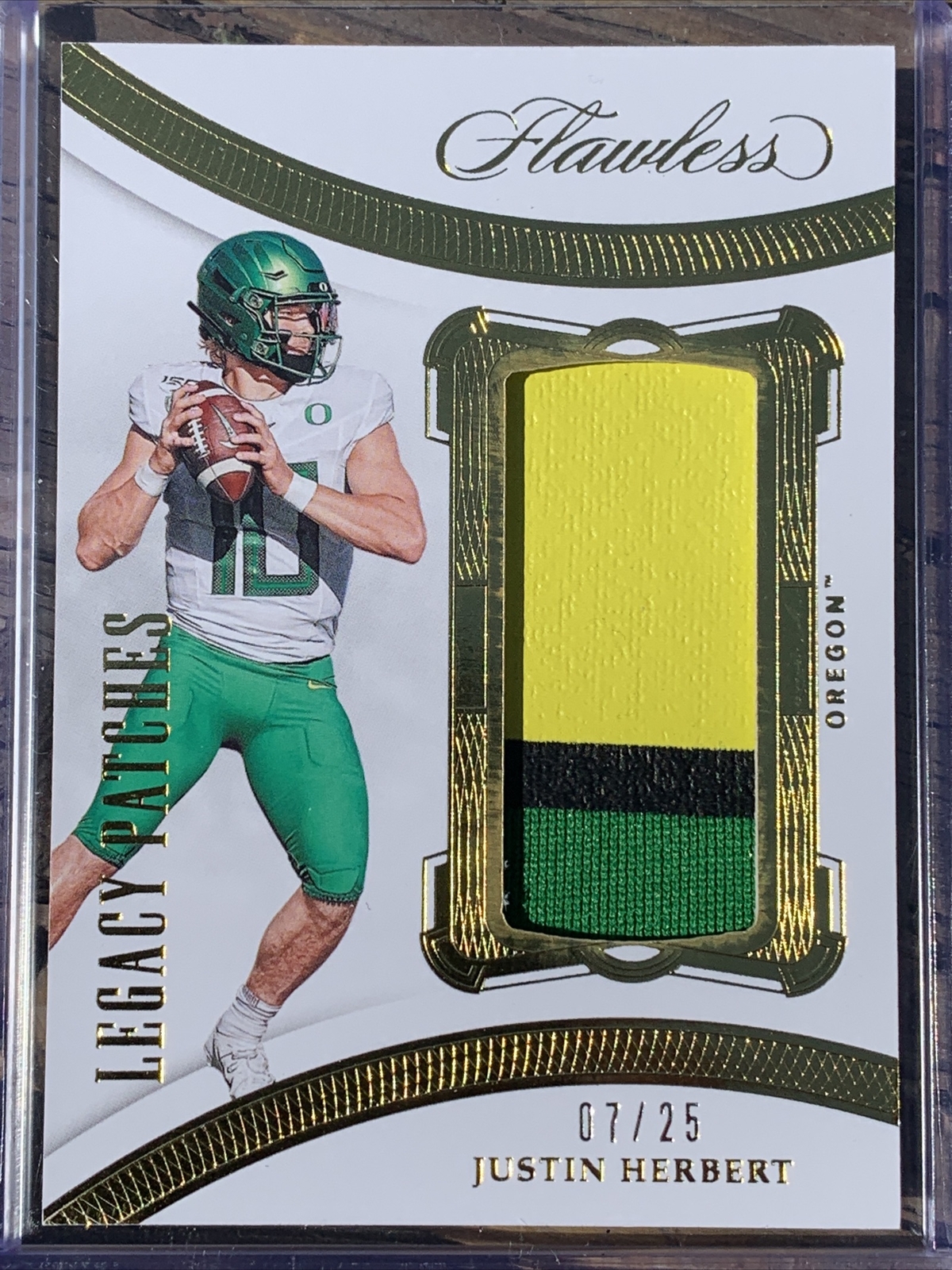 2020 Justin Herbert Flawless Collegiate Legacy Gold 3 Color JERSEY ...