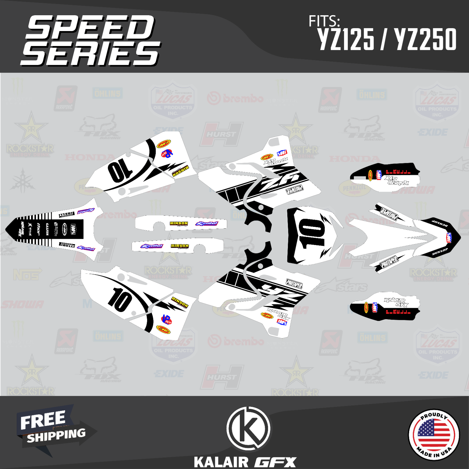 Graphics Kit for Yamaha YZ 125 250 (2015-2021) YZ125 YZ250 Speed ...