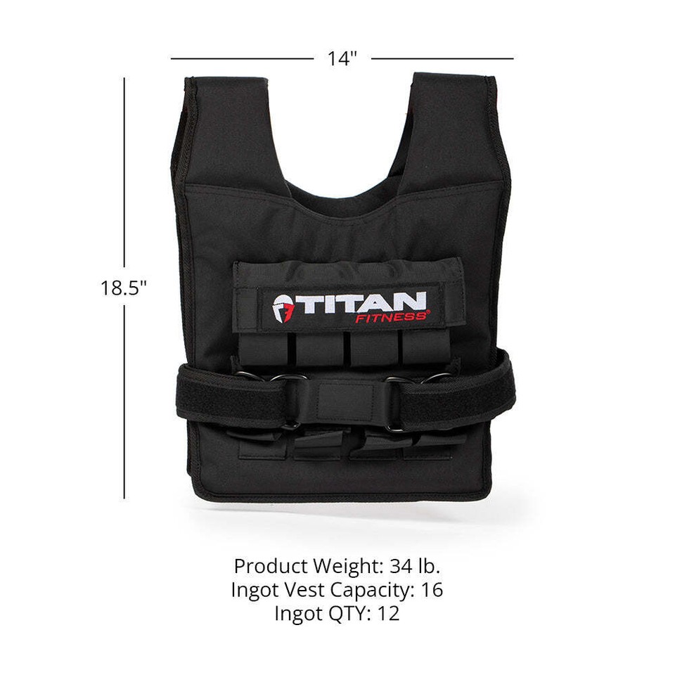 Titan Fitness Elite Series 30 LB Adjustable Weight Vest, (12) 2.5 LB ...