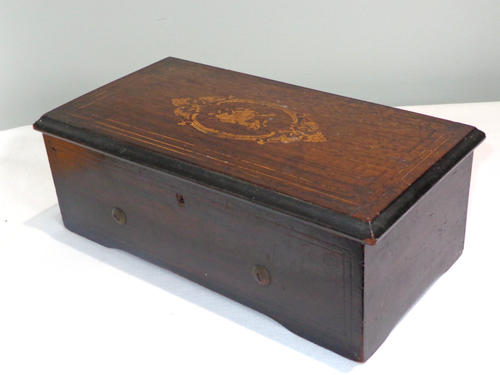 Antique 1880s Working Swiss Cylinder Roll 14" Wood Music Box w/ Inlaid ...