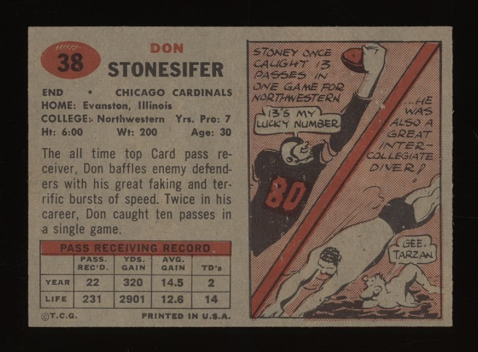 1957 Don Stonesifer Topps Football #38 *NICE* EX-MT Invest NOW | eBay