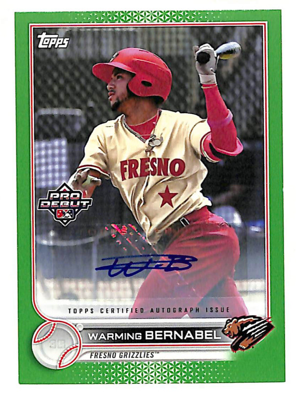 2022 Topps Pro Debu Warming Bernabel 75/99 green auto autograph card ...