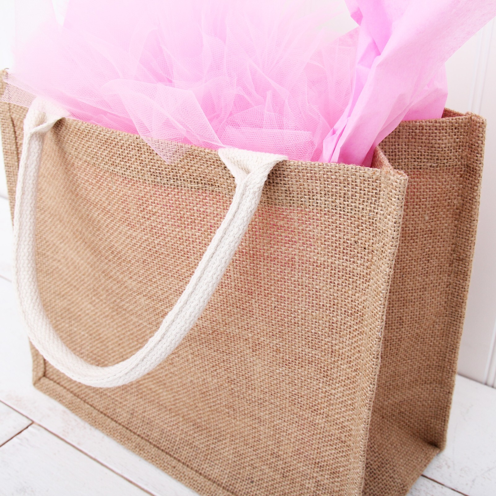 Threadart Jute Tote Bags Fine Burlap Reusable Bridal Shopping Beach ...