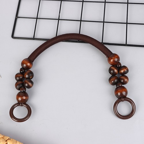 Women Wooden Bead Rope Bag Strap Wooden Handle Rope Beads Handbag ...