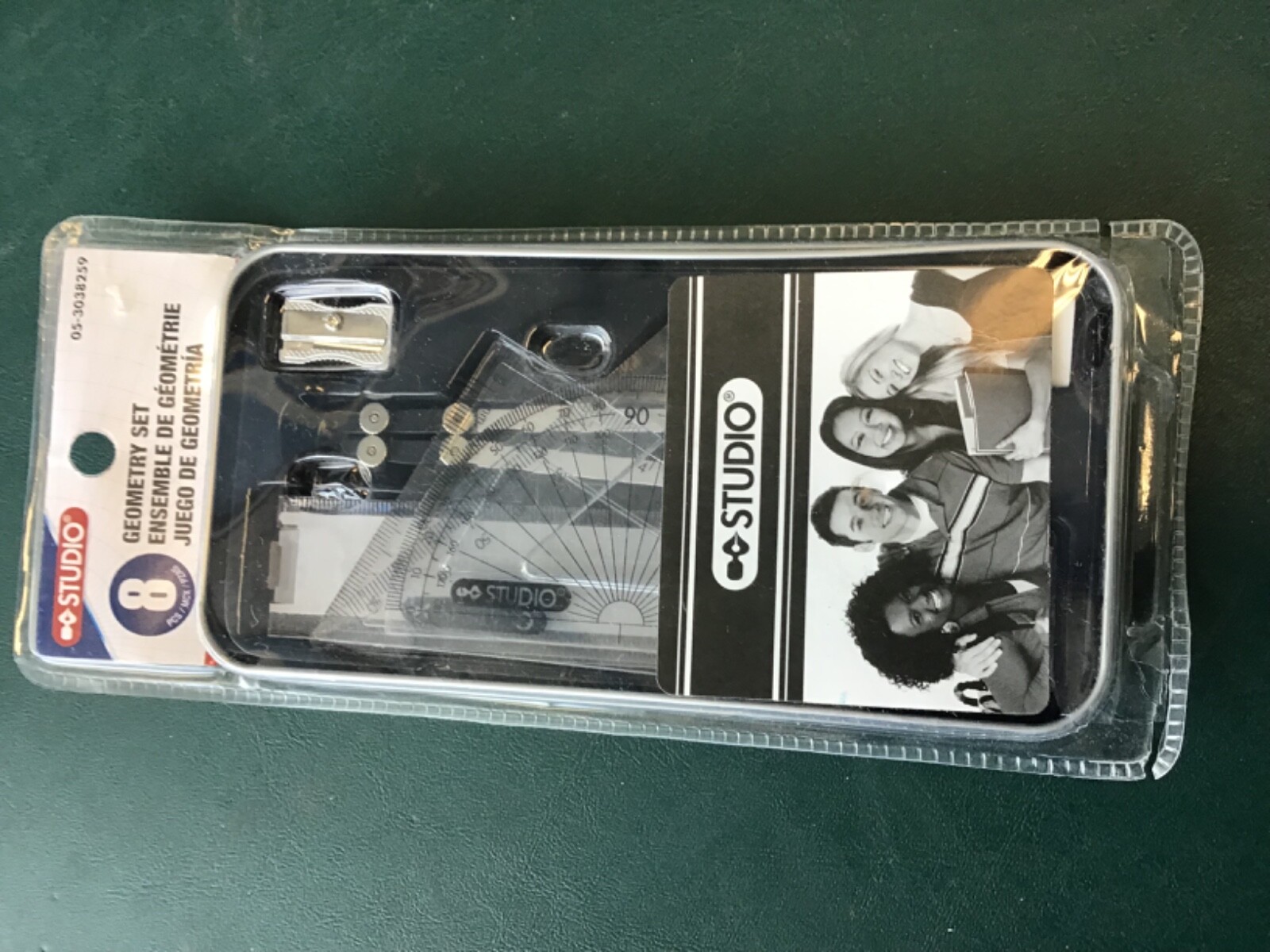 Studio 8 Pc Geometry Tool Set Includes metal compass, protector, 2 ...