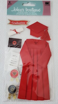 NEW Jolee's Boutique Dimensional Stickers GRADUATION RED CAP & GOWN w ...