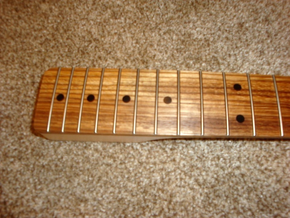 TELE NECK Quartersawn Maple & RARE Zebrawood Fingerboard 21f Musikraft ...