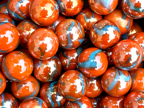 VALKYRIE Orange/Blue Iridescent Glass Marbles 22mm (7/8 inch) SHOOTER ...