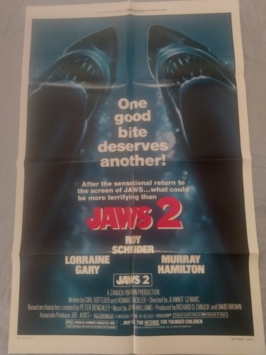 Jaws 2 Original One Sheet 27x41 R 1980 Roy Scheider Lorraine Gary | eBay
