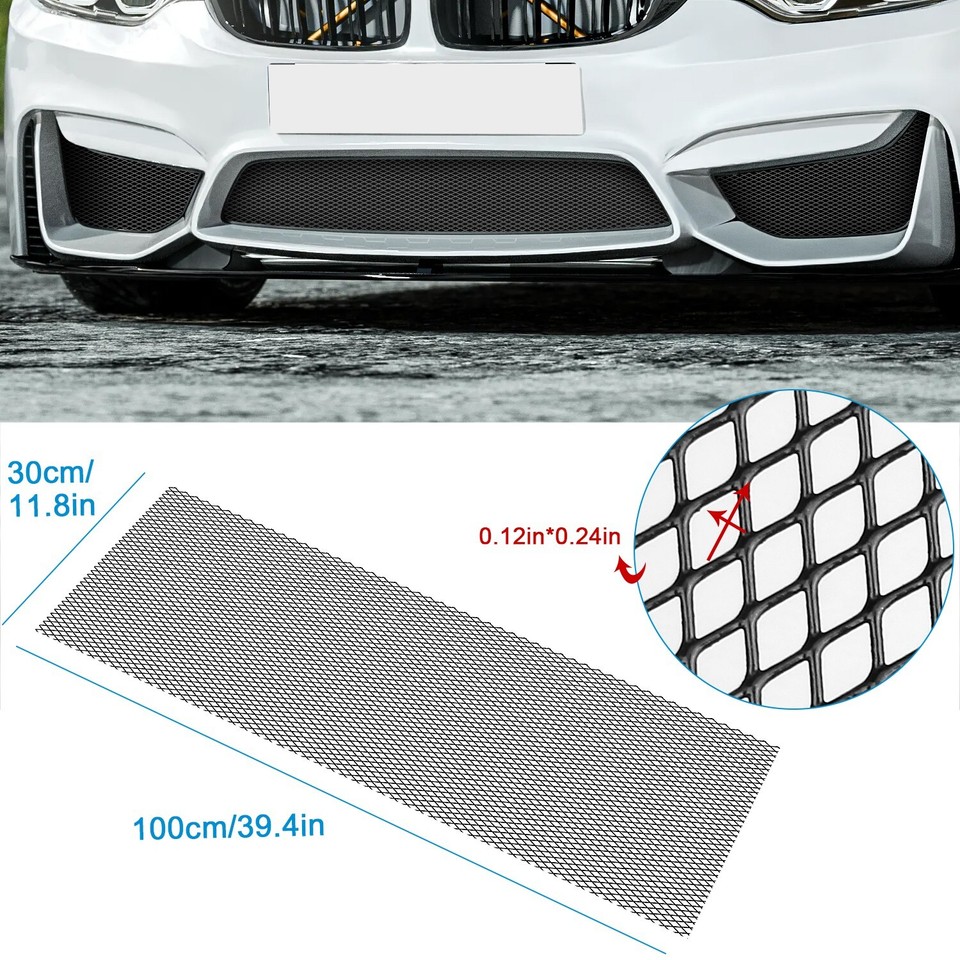 Black Aluminum Mesh Grill Cover Car Bumper Fender Hood Vent Grille Net ...