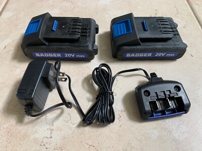 2 x Badger 20V 2.0AH Battery 20 Volt Blue + Charger Wholesale Lot | eBay