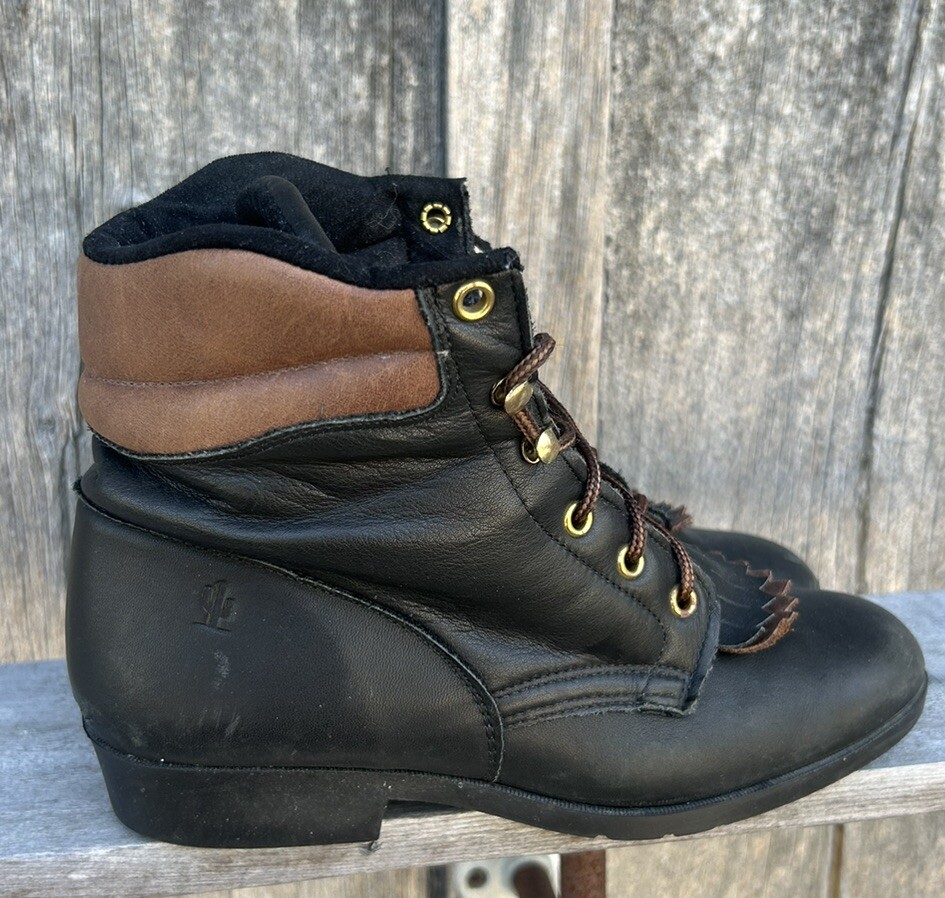 Vintage Laredo Western Granny Roper Black w/Brown Lea… - Gem