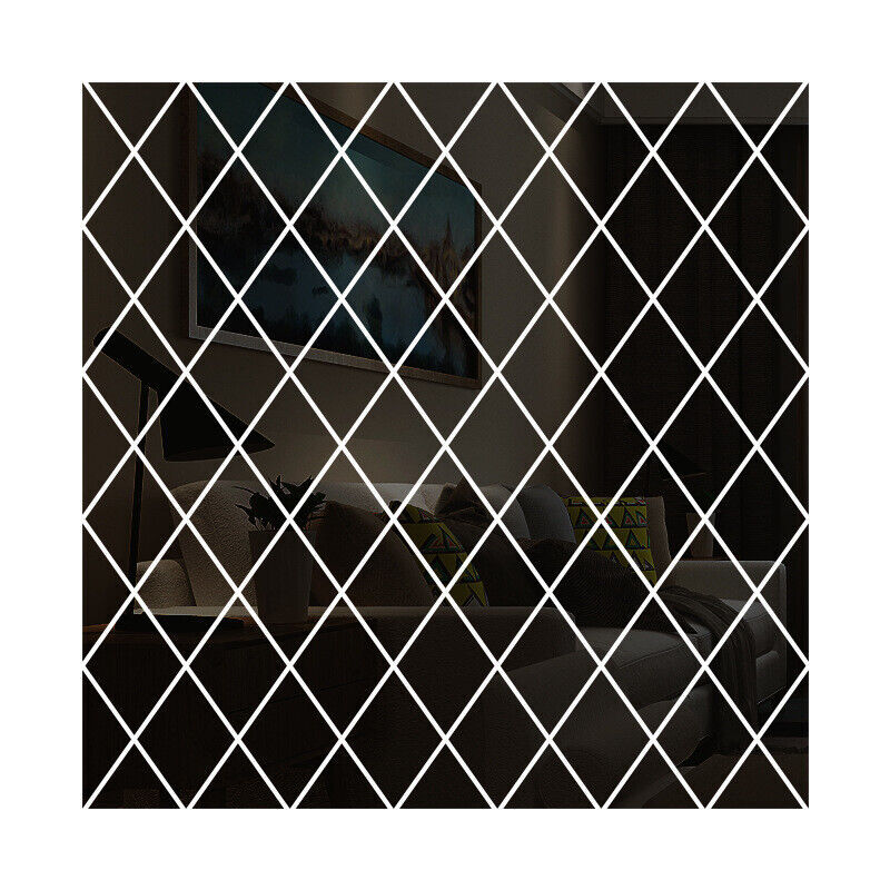3D Mirror Acrylic Wall Sticker Diamond Art Mural Decal Home Room Decor ...