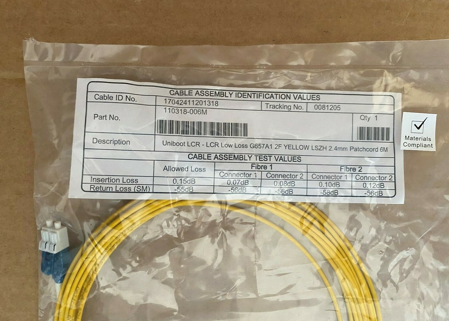 Uniboot LCR - LCR Low Loss G657A1 Fibre Optic Patch Cable 6M (NEW ...