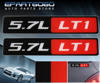 2X Black Red 5.7L Lt1 Emblem Decal Sticker Badge Logo 3D Waterproof ...