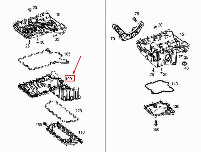 A6540141100 sump case for MERCEDES-BENZ CLASE C COUPE 220 D (205.304 ...
