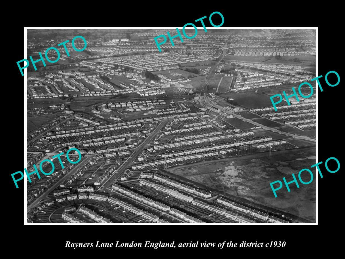OLD POSTCARD SIZE PHOTO RAYNERS LANE LONDON ENGLAND AERIAL VIEW c1930 2 ...