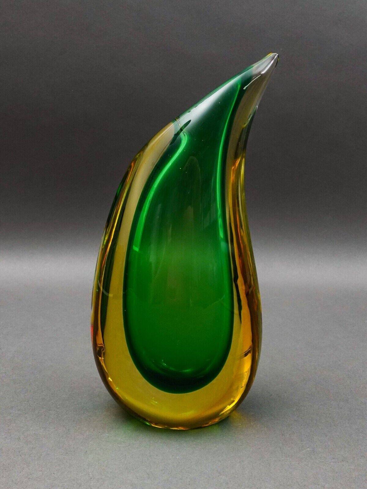 Luigi Onesto Italian Oggetti Murano Sommerso Art Glass Tear Drop Vase 9 ...