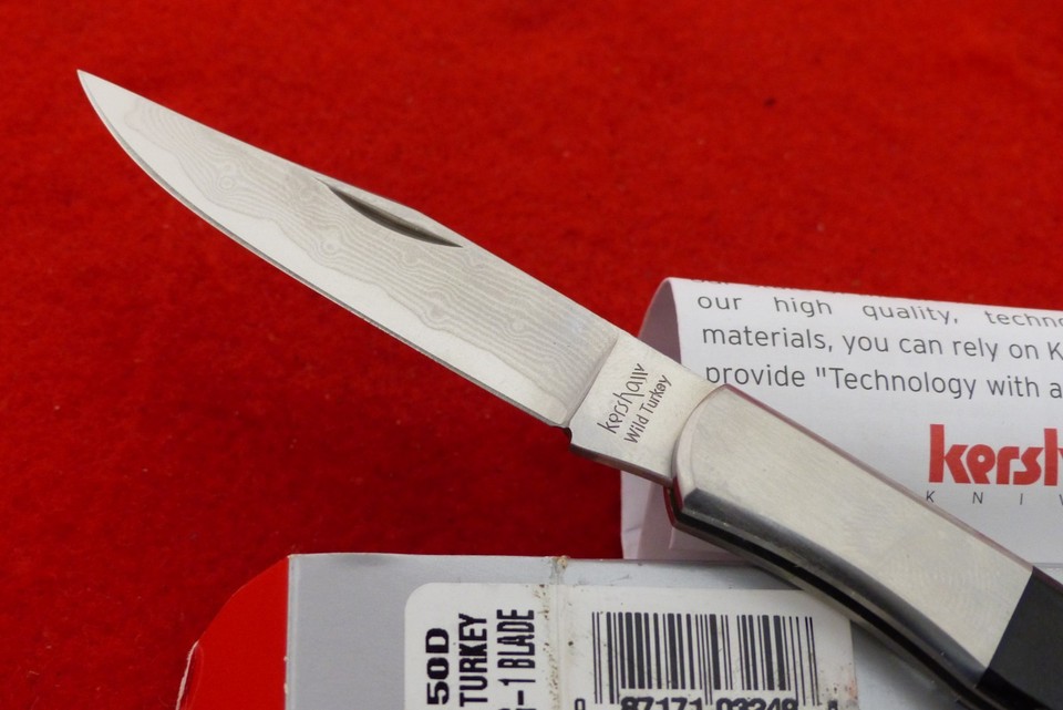 Kershaw Japan 3-7/8" closed Damascus Wild Turkey 4150D Lockback Lock ...