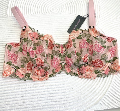 Savage X Fenty 46 DDD Les Roses Lace Unlined Balconette Bra Pink NEW | eBay