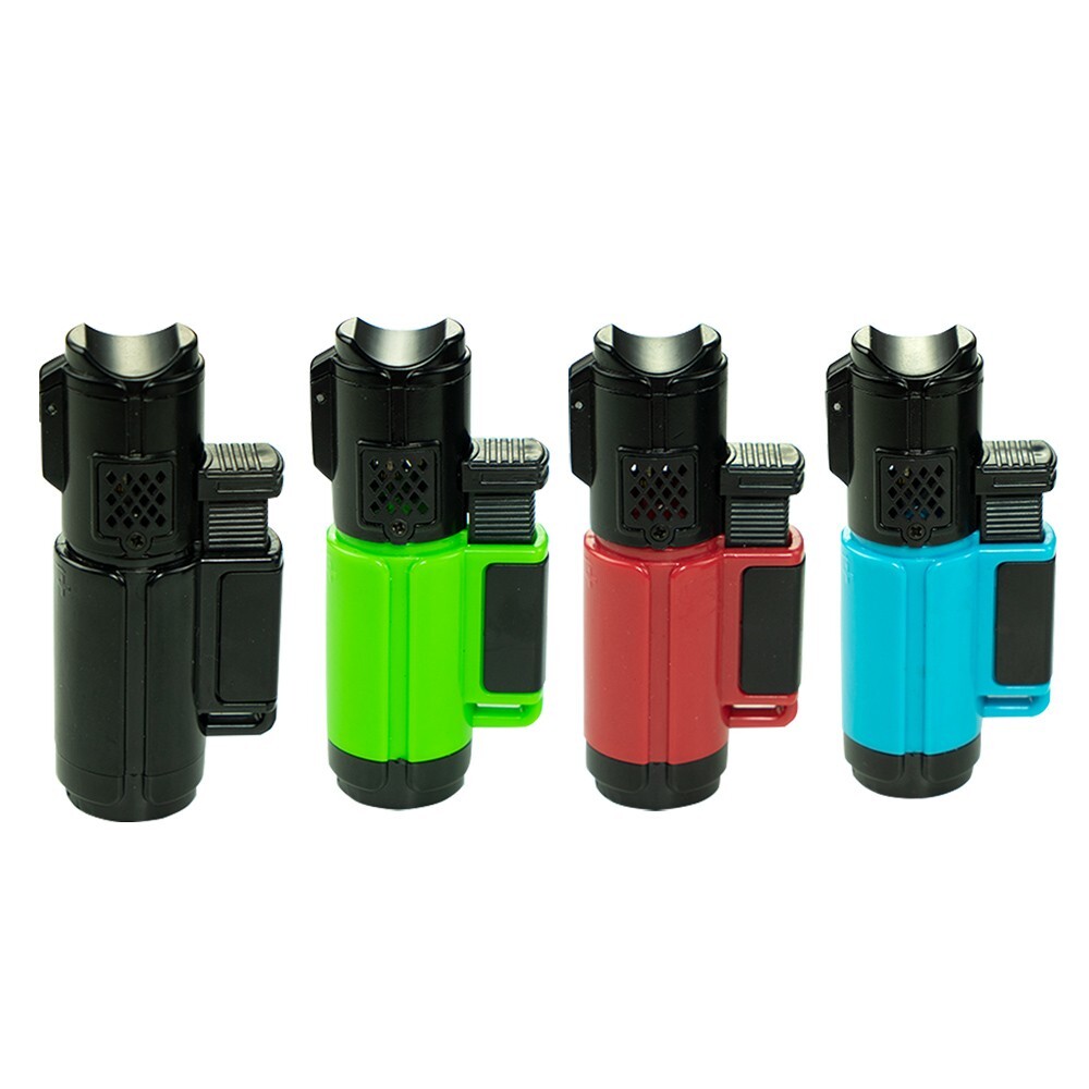 Triple Jet Flame Torch Lighter Refillable Lockable Windproof W/ Cigar ...