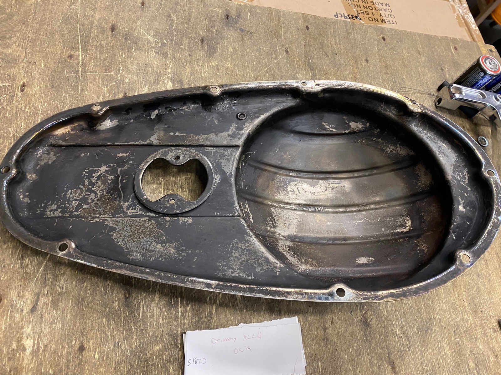 Harley-Davidson Sportster Ironhead Ribbed Tin Primary Clutch Cover XLCH ...