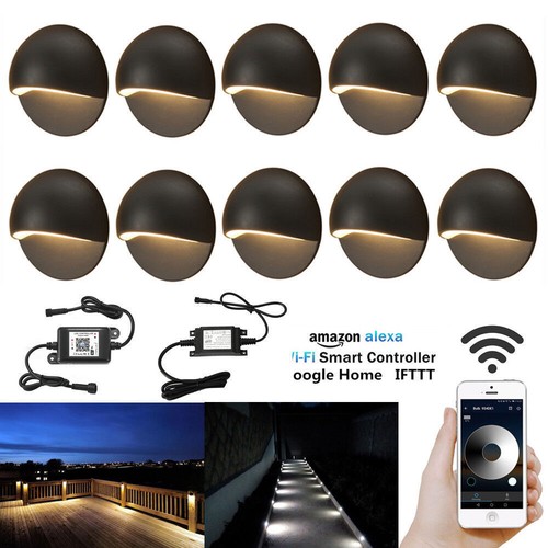 10X 50mm 12V Black LED Deck Stair Step Fence Lights Post Lamp WIFI ...