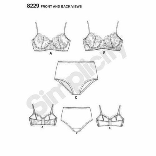 Simplicity Pattern 8229 Misses Underwire Bras and Panties for sale ...