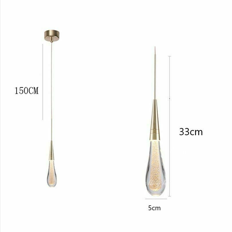 Modern Led Water Drop Pendant Lights Hanging Crystal Glass Fixture ...