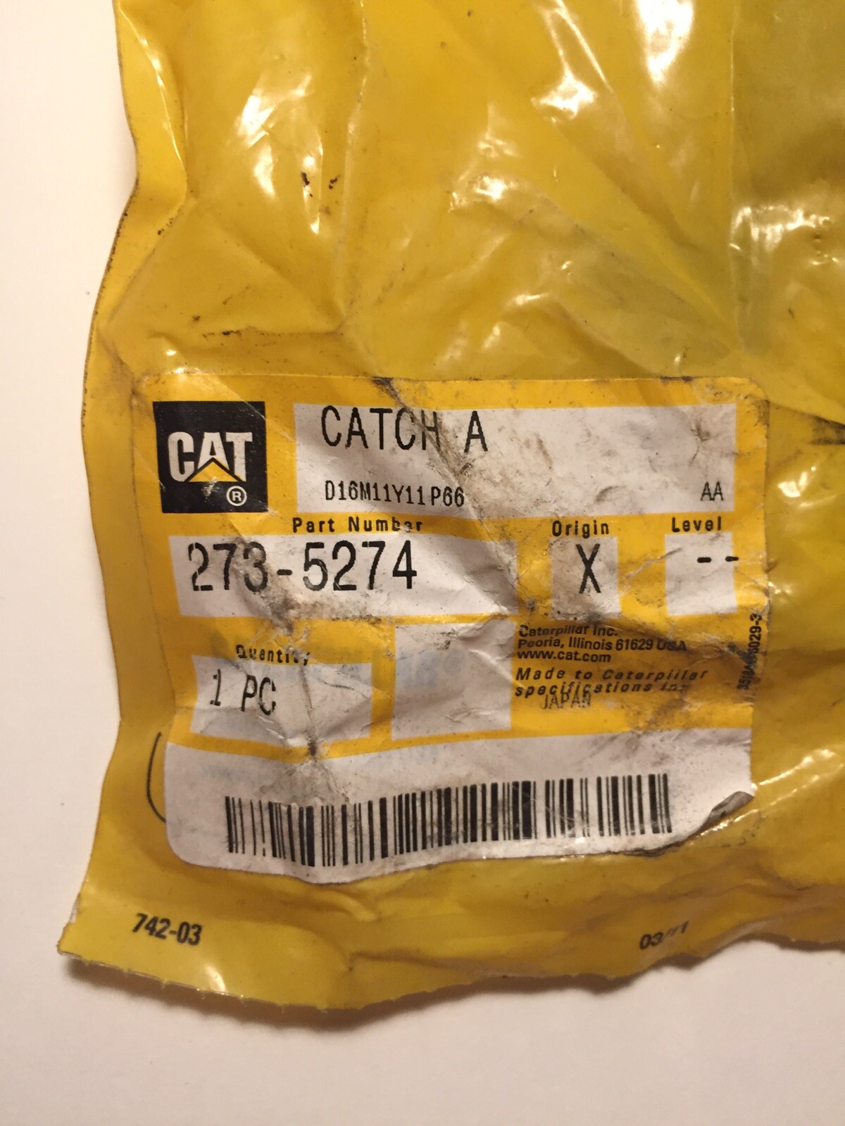 Caterpillar Oem Catch Assembly 273-5274. Cat Nos Catch Assembly 2735274 ...